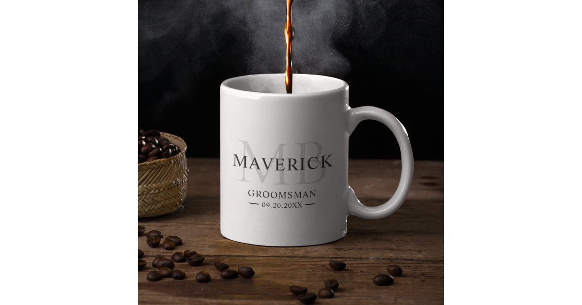 Groomsmen Gift Monogram Initials Masculine Wedding Coffee Mug | Zazzle