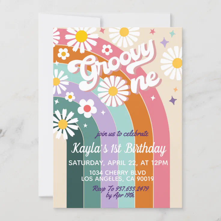 Groovy One 1st Birthday Invitation | Zazzle