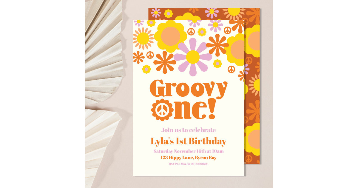 Groovy One First Birthday Invitation | Zazzle