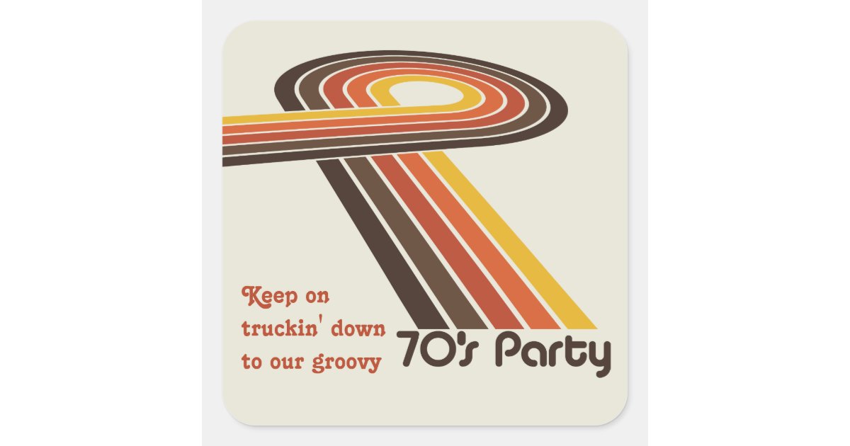 Groovy Stripes 70s Square Sticker | Zazzle