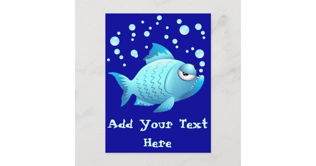 Grumpy Fish Cartoon Postcard | Zazzle