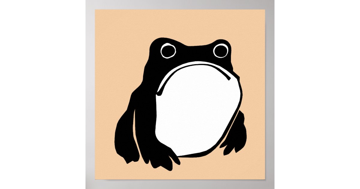 Grumpy Frog drawing Japanese art by Matsumoto Hoji Poster | Zazzle