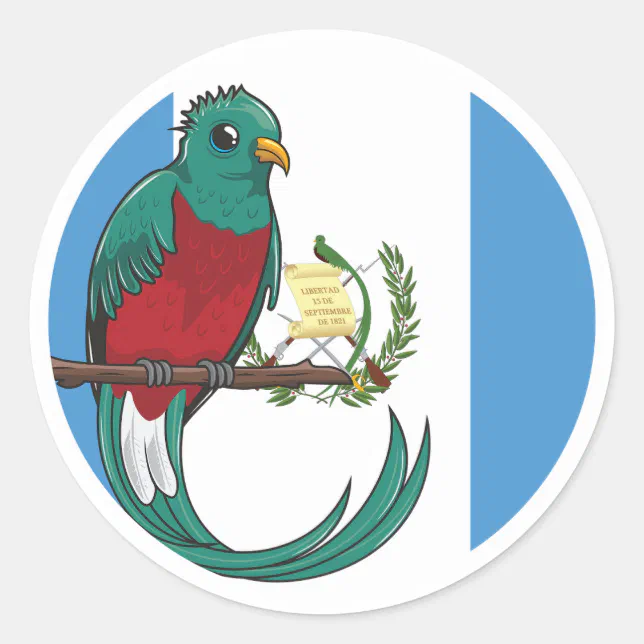 Guatemala Quetzal Guatemalan National Animal Flag Classic Round Sticker | Zazzle
