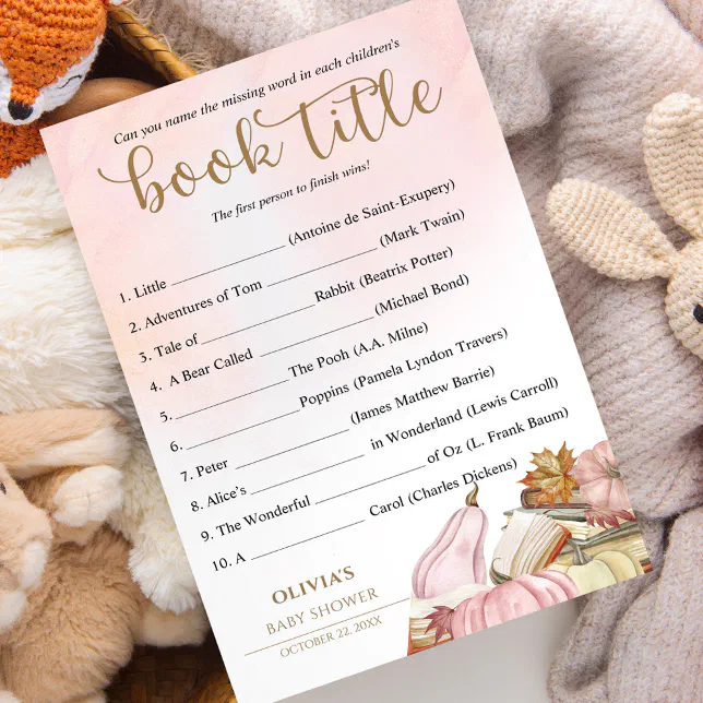 Guess the Book Title Storybook Baby Shower Game | Zazzle