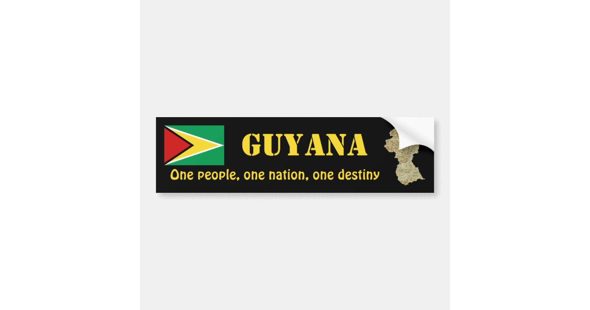 Guyana Flag + Map Bumper Sticker | Zazzle