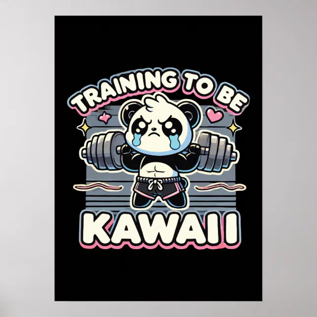Gym Panda Training To Be Kawaii Cute Anime Workout Poster | Zazzle