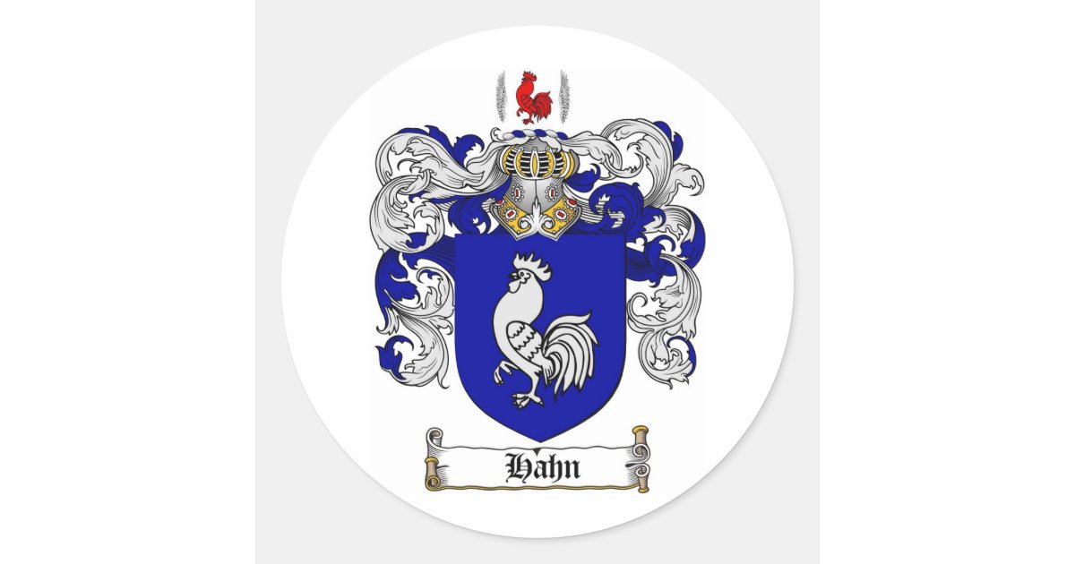 HAHN FAMILY CREST - HAHN COAT OF ARMS CLASSIC ROUND STICKER | Zazzle