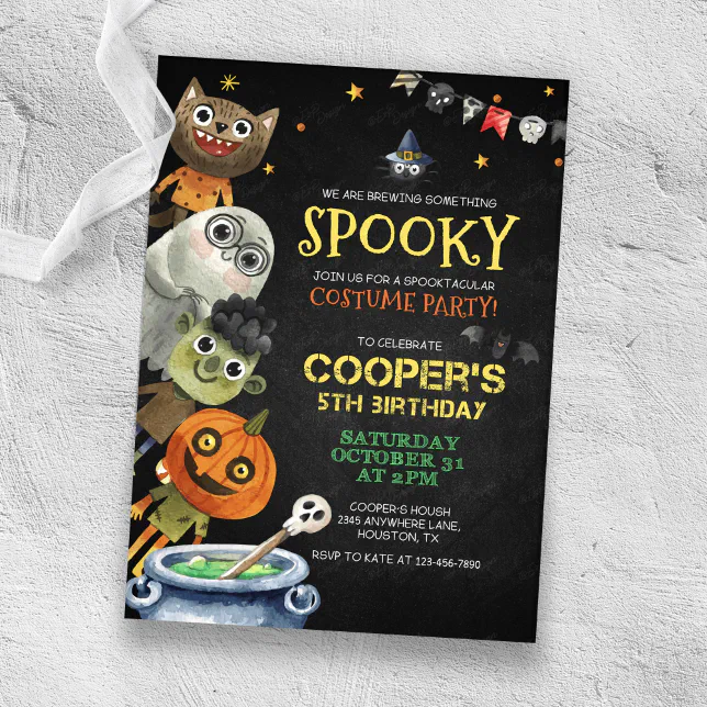 Halloween Birthday Spooky Costume Party Invitation | Zazzle