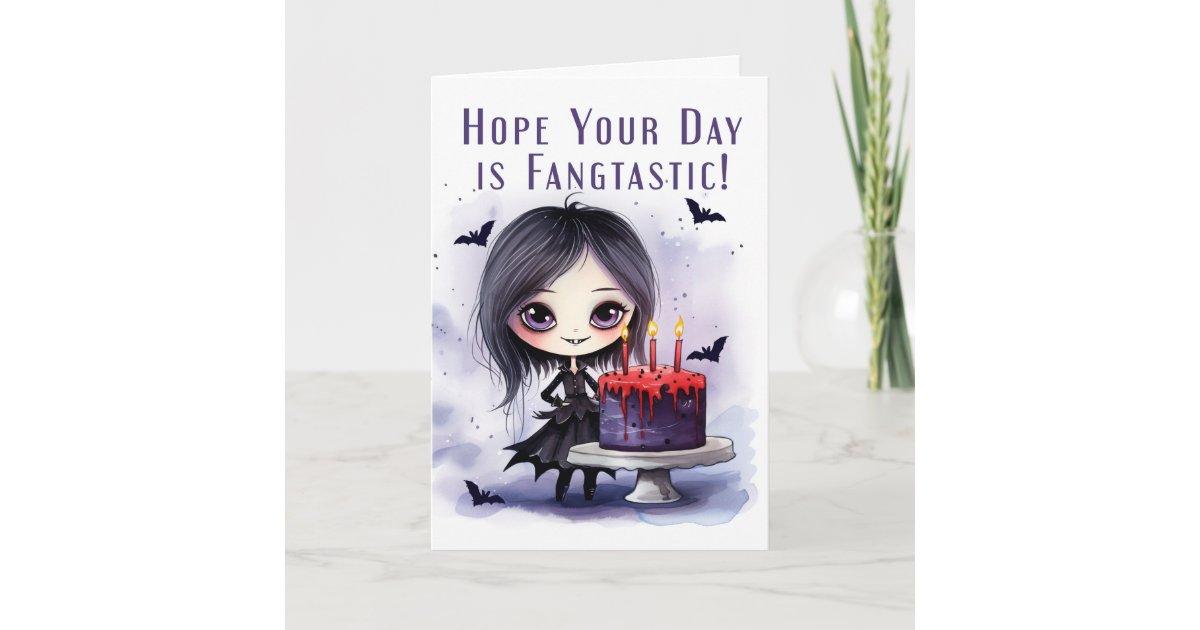 Halloween Birthday With Cute Vampire and Birthday Thank You Card | Zazzle