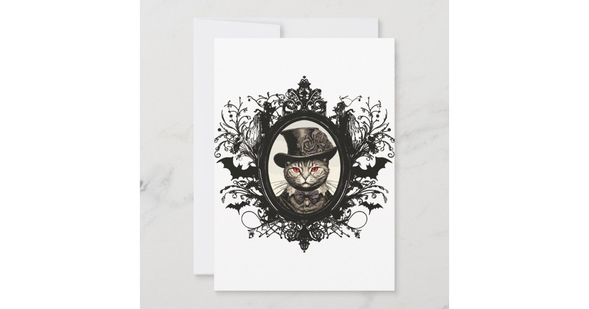 Halloween Cat, Vampire Cat, lady fangs Invitation | Zazzle