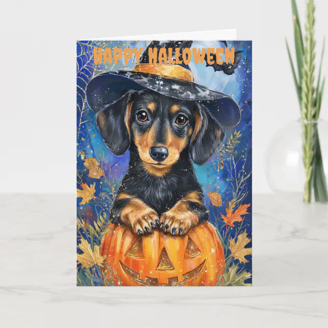 Halloween Dachshund Dog Holiday Card | Zazzle