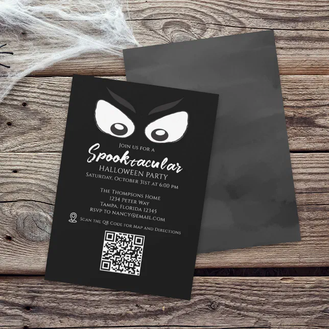 Halloween Spooktacular Spider Web QR Code Map Invitation | Zazzle