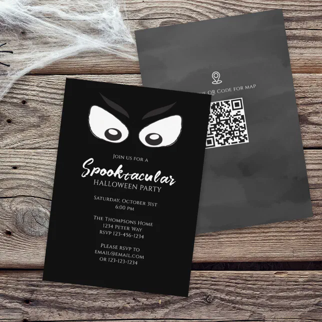 Halloween Spooktacular Spider Web QR Code Map Invitation | Zazzle