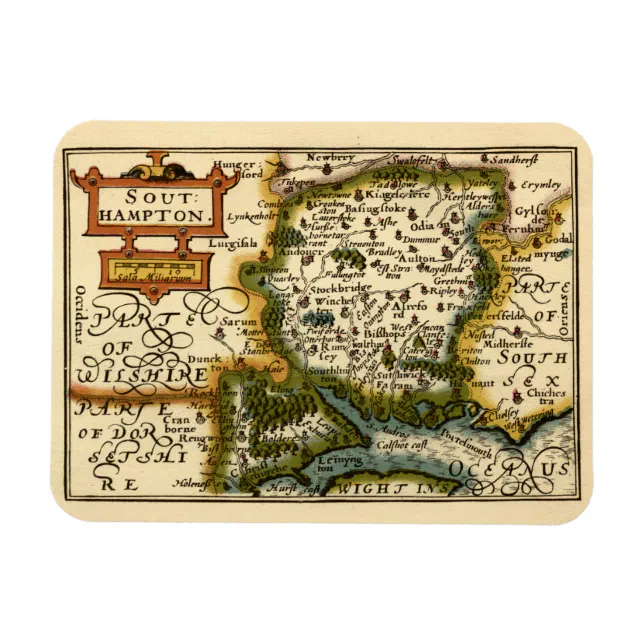 Hampshire, Southampton County England Historic Map Magnet | Zazzle