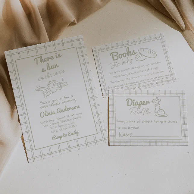 Hand Drawn Cupid Angel Bun In The Oven Baby Shower Invitation | Zazzle