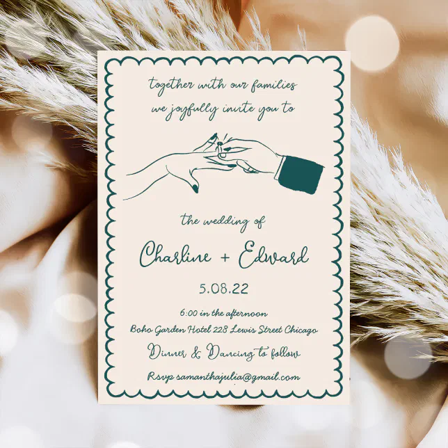 Hand Drawn Funky Drawing Hand Writting Wedding Invitation | Zazzle