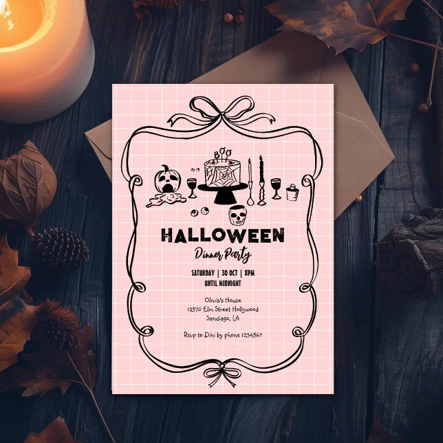 Hand drawn Halloween Dinner Party Invitation | Zazzle