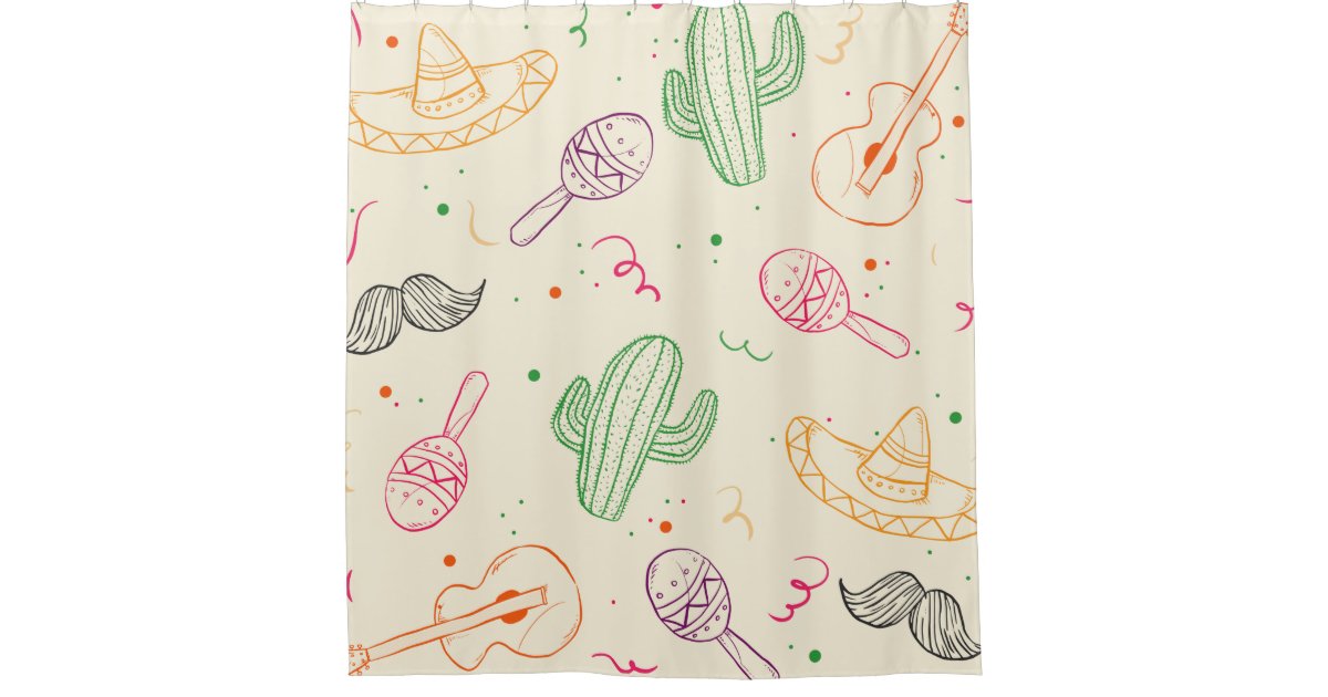 Hand Drawn Illustration Of Cinco De Mayo Day Shower Curtain | Zazzle