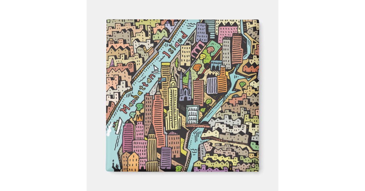 Hand Drawn Map of New York City Magnet | Zazzle