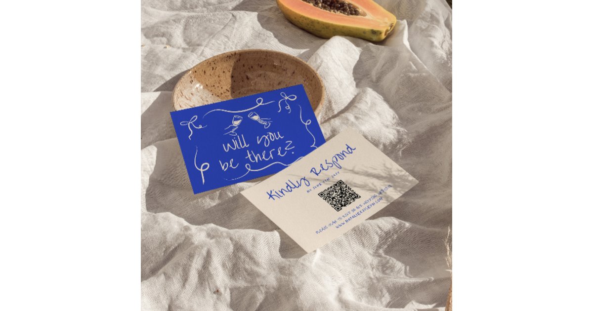 Hand Drawn Quirky QR Code Modern Unique Wedding RSVP Card | Zazzle