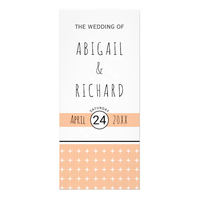 Hand drawn typography peach wedding program rack card | Zazzle