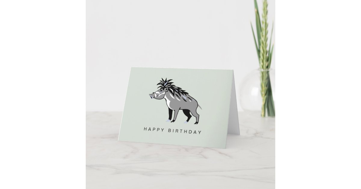 Hand drawn - Warty PIG - Warthog - Wildlife - Card | Zazzle
