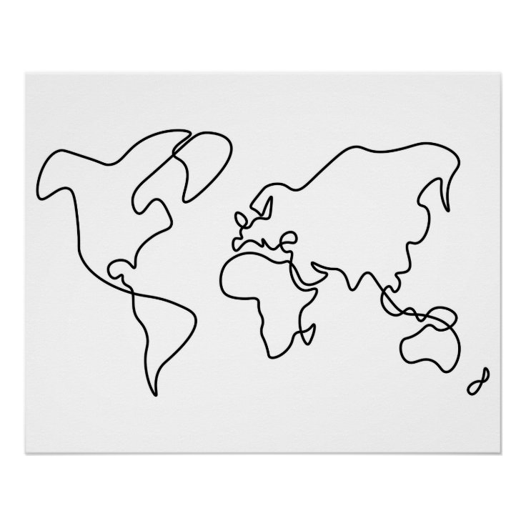 Hand-drawn World Map Poster | Zazzle
