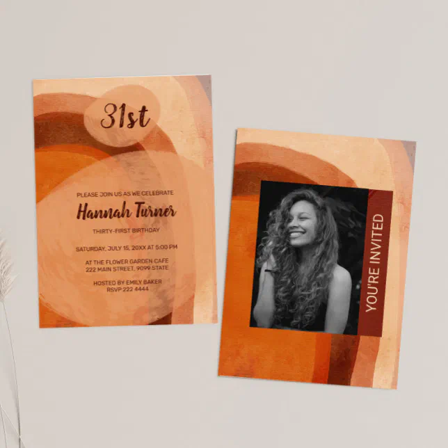 Hand- Painted Background Custom Photo Birthday Invitation | Zazzle