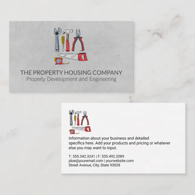 Hand Tools Illustration | Builder Construction Business Card | Zazzle