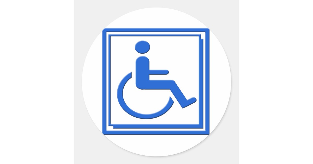 Handicapped Stylish Symbol Blue Classic Round Sticker | Zazzle