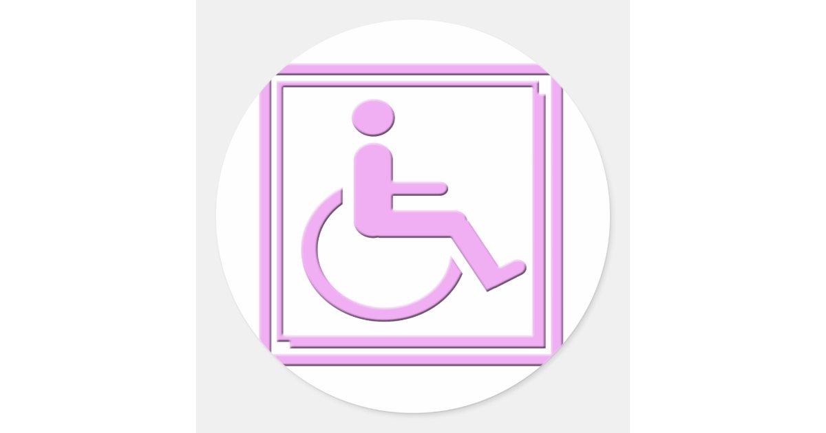 Handicapped Stylish Symbol Pink Classic Round Sticker | Zazzle