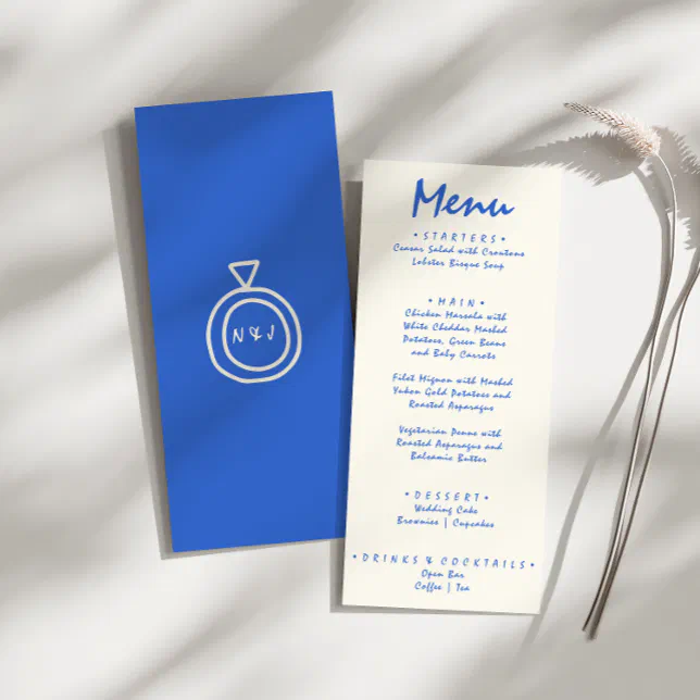 Handwritten Drawn Retro Bright Unique Wedding Ring Menu | Zazzle