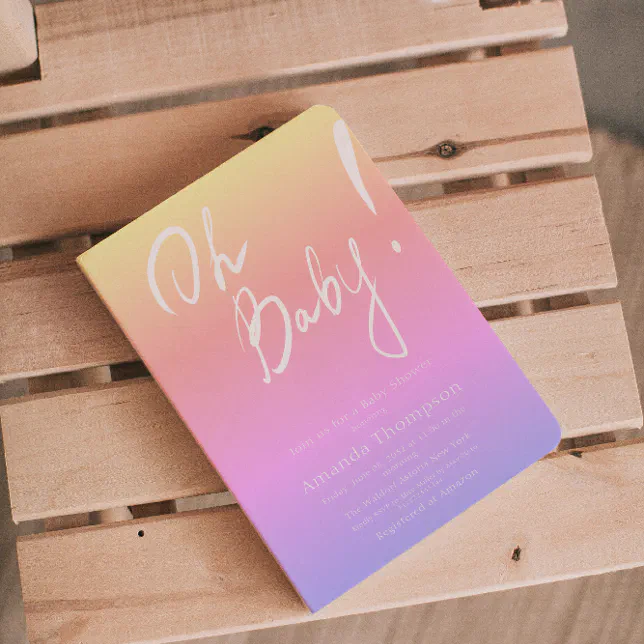 Handwritten Gradient Gender Neutral Baby Shower Invitation | Zazzle