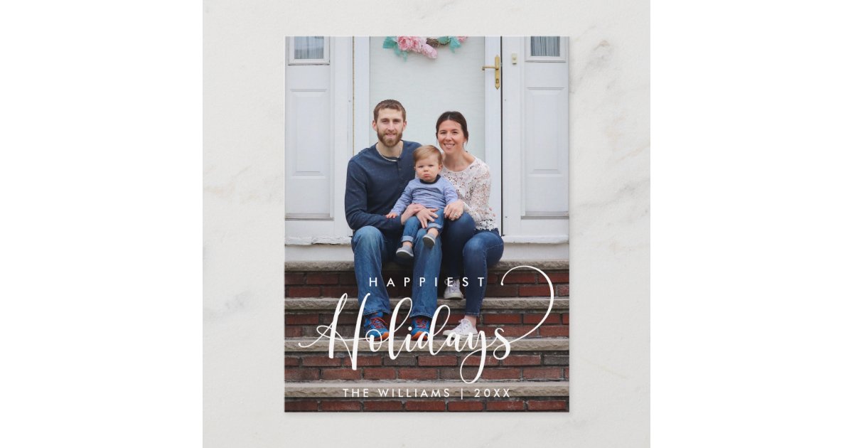 Happiest Holidays, Christmas Greeting Family Photo Postcard | Zazzle