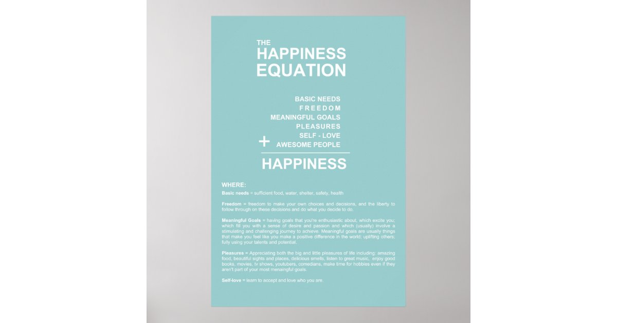 Happiness Equation Poster | Zazzle