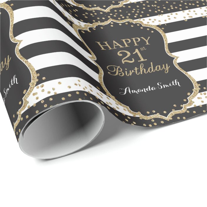 Happy 21st Birthday Gold Glitter Wrapping Paper | Zazzle.com.au