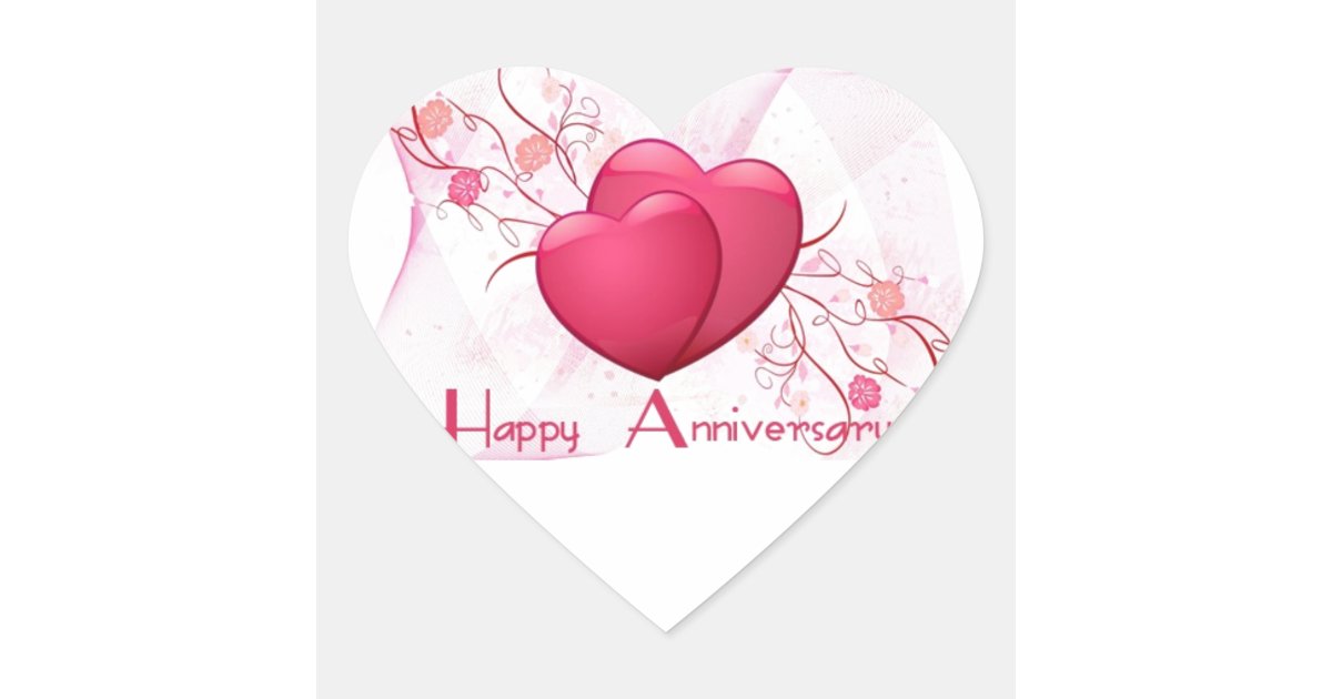 Happy Anniversary Hearts Heart Sticker | Zazzle