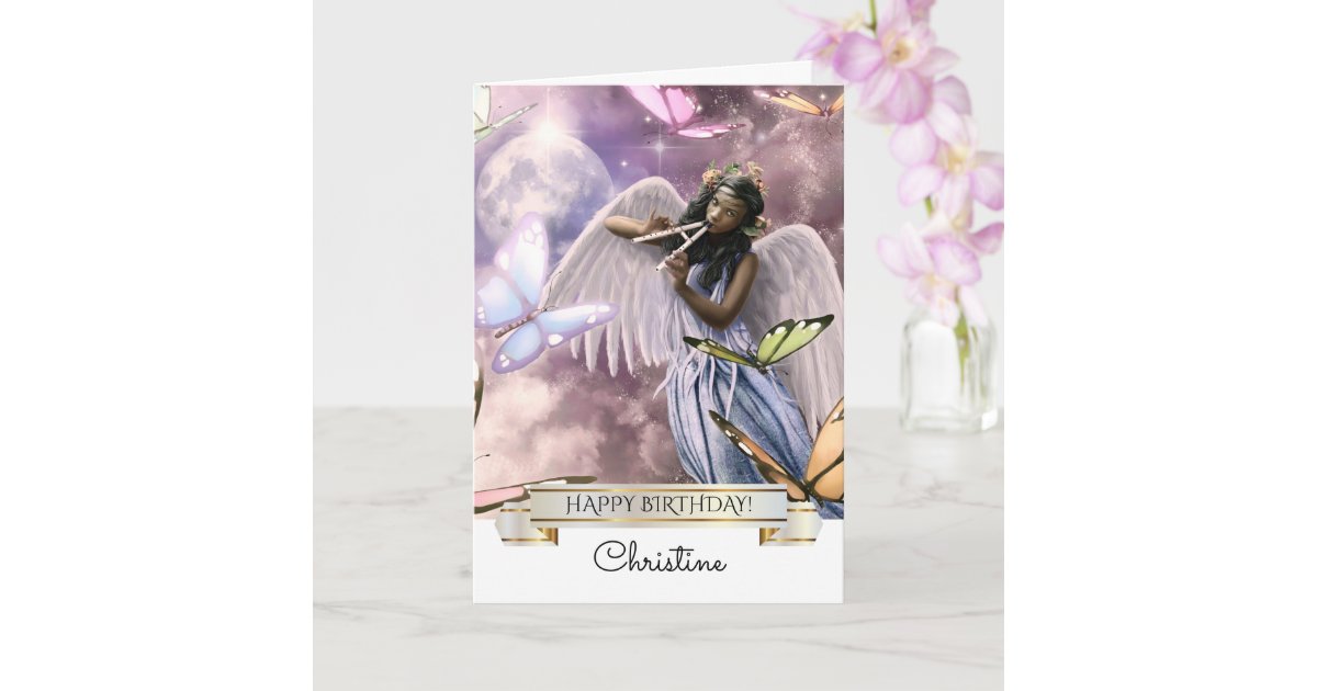Happy Birthday. Angel with Butterflies Card | Zazzle