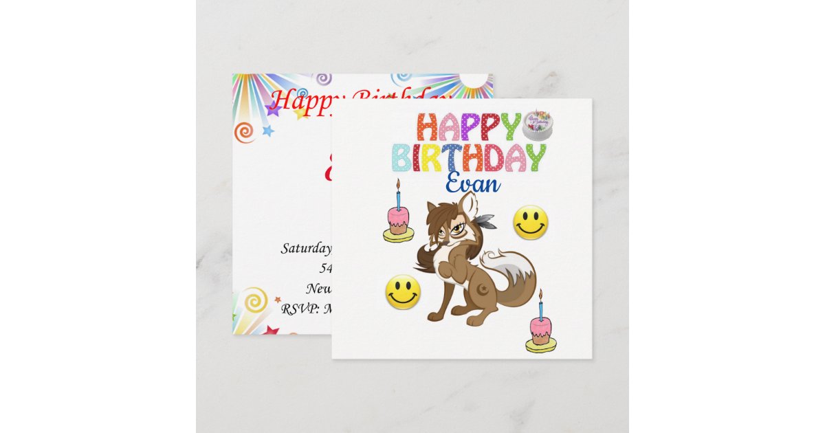 Happy Birthday Card Invitation Wolf | Zazzle