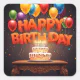 Happy Birthday for Kids - Colourful Balloons Cake Square Sticker | Zazzle