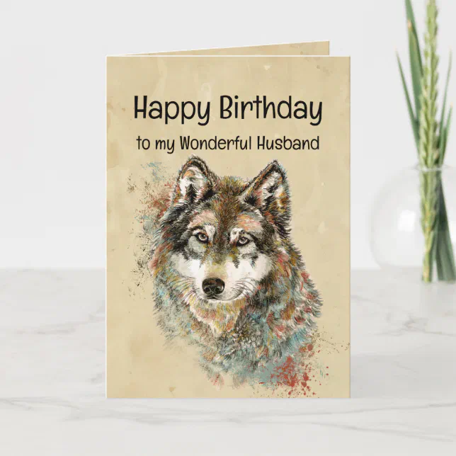 Happy Birthday Husband Wolf, Wolves Card | Zazzle