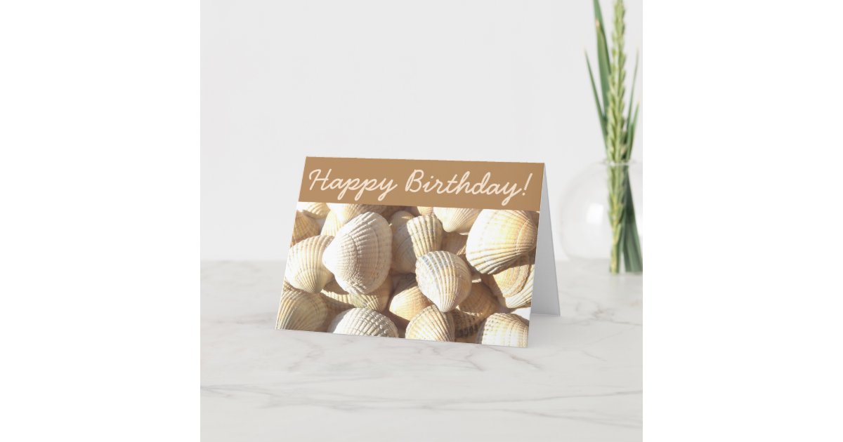 Happy Birthday, Shells Sunny Summer Tropical Beach Card | Zazzle