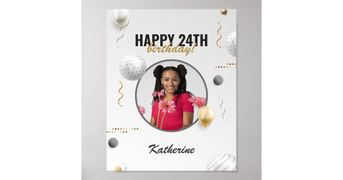 Happy Birthday Simple Custom Photo Gift Poster | Zazzle