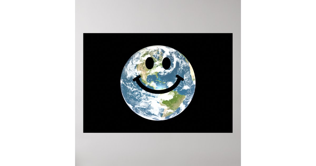 Happy Earth face Poster | Zazzle