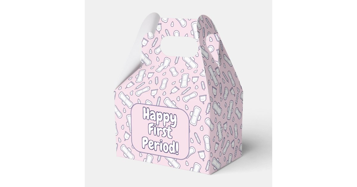 Happy First Period Party Cute Pink Tampon Pad Favour Box | Zazzle