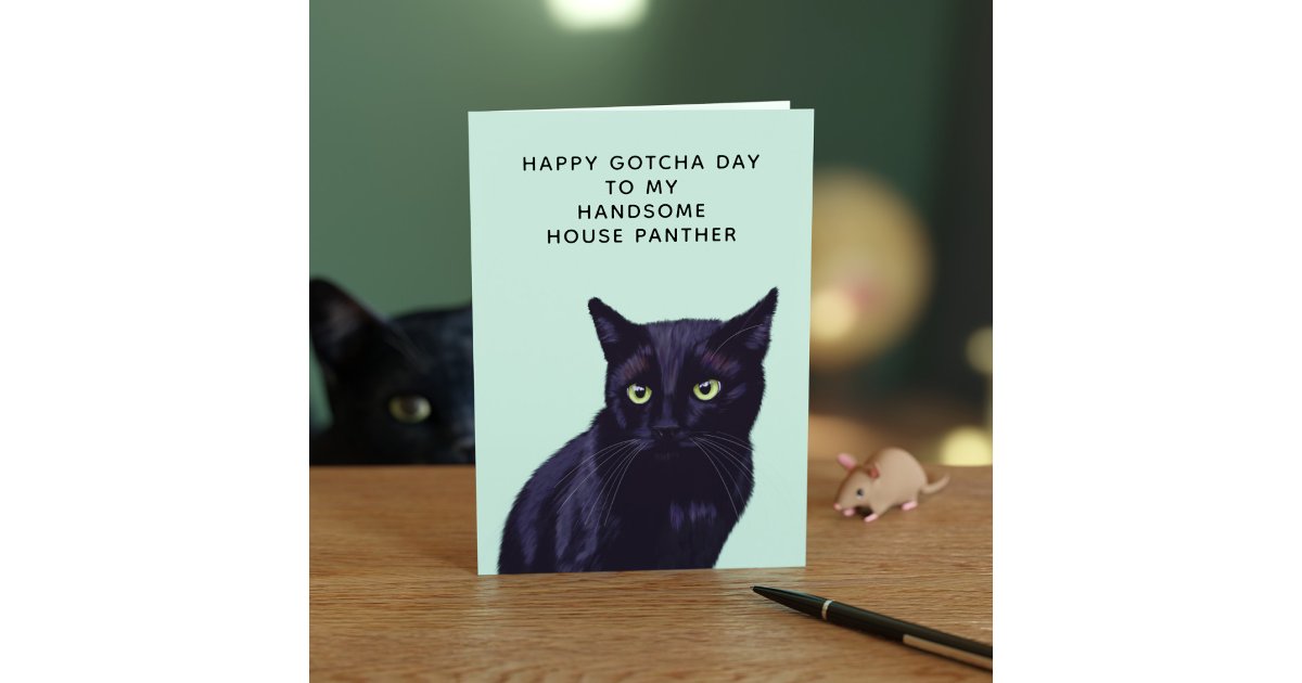 Happy Gotcha Day Black Cat Birthday Card | Zazzle