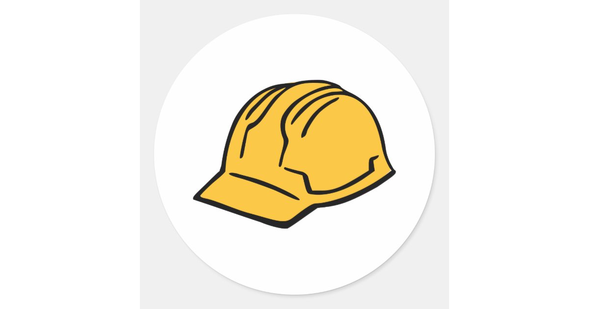 Hard hat construction helmet classic round sticker | Zazzle
