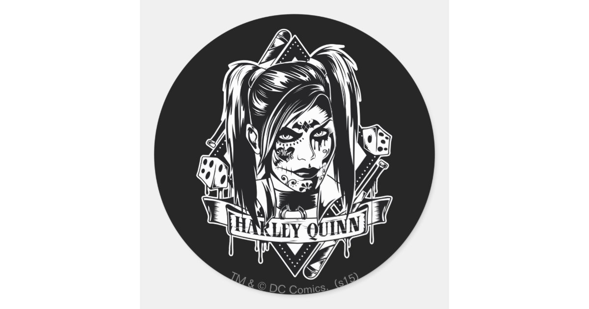 Harley Quinn Badge Classic Round Sticker | Zazzle