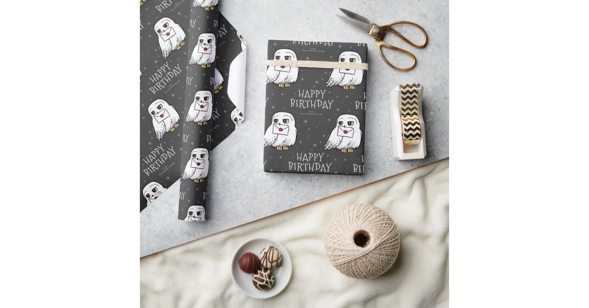 Harry Potter Birthday | Hedwig Chalkboard Wrapping Paper | Zazzle