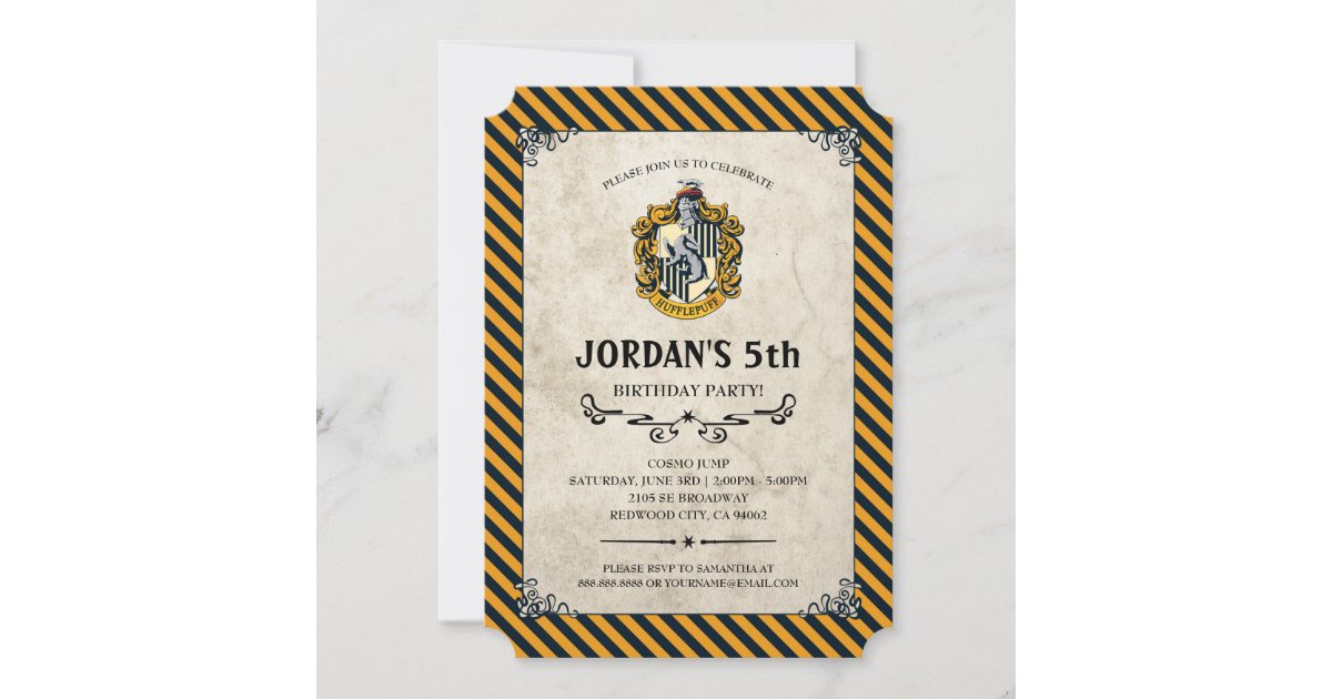 Harry Potter Birthday | Hufflepuff Invitation | Zazzle